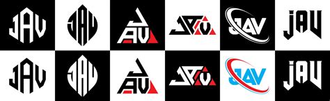 JAV Letter Logo Design In Six Style JAV Polygon Circle Triangle Hexagon Flat And Simple