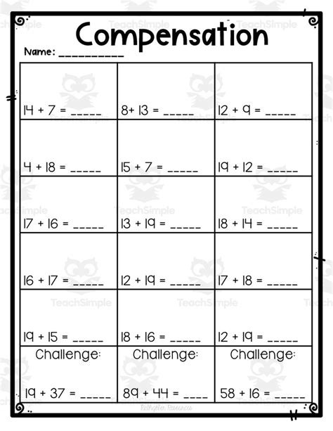 compensation worksheet by teach simple