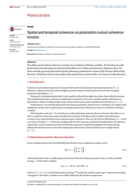 Spatial And Temporal Coherence Via Polarization Mutual Coherence Function