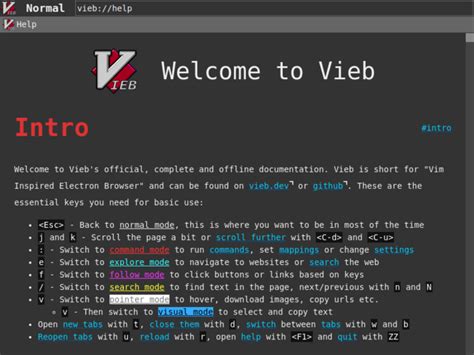 Доступен Vieb 9 4 web бразуер в стиле редактора Vim DevsDay ru