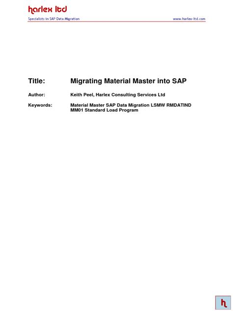 Migrating Material Master Data Into Sap Pdf Pdf Computing