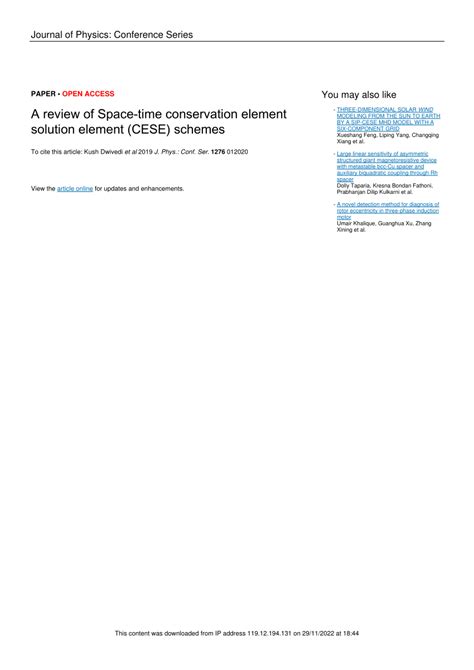 Pdf A Review Of Space Time Conservation Element Solution Element