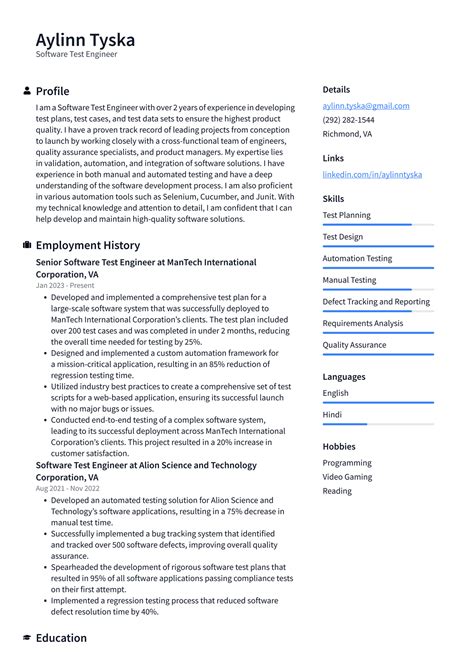 Meta Software Test Engineer Resume Examples Resumecat