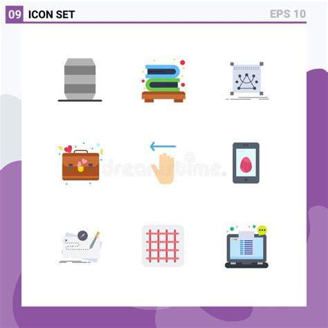 Mobile Interface Flat Color Set Of 9 Pictograms Of Gestures Hand