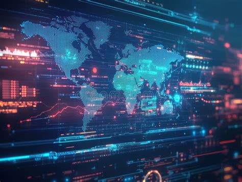 Digital World Map With Data Visualization Stock Illustration Illustration Of Graphic