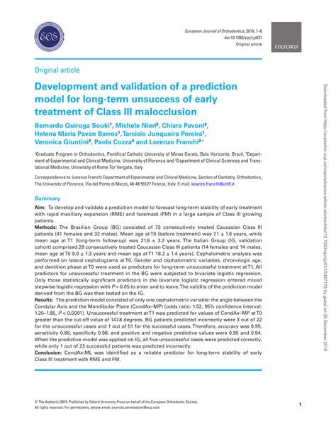 Pdf Development And Validation Of A Prediction Model For Long Term