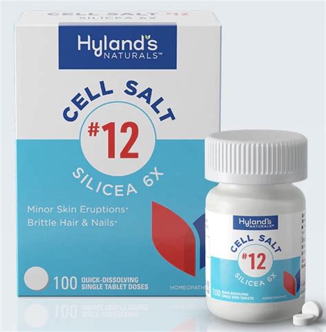 Cell Salt 12 Silicea 6x 100 Tabs Made By Hylands Homeopathic Medicines