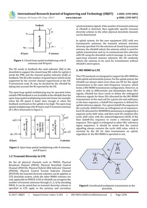 Analysis Of Mimo Transmit Diversity And Mimo Spatial Multiplexing