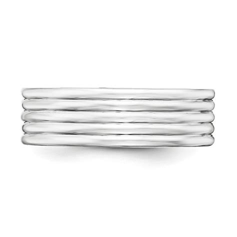 925 Sterling Silver Rhodium Plated 7mm Polished Fancy Band Ring Jewelry