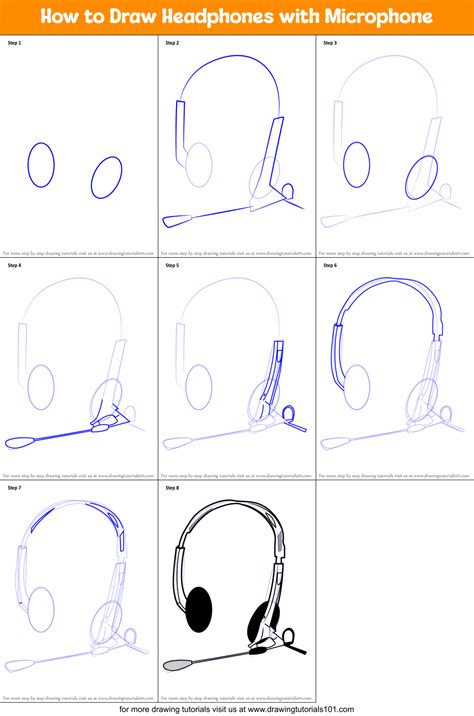 How To Draw Headphones With Microphone Musical Instruments Step By Step DrawingTutorials101 Com