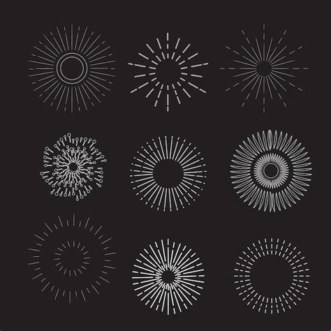 Premium Vector Vintage Sunburst Set Bursting Rays Sunrise Firework