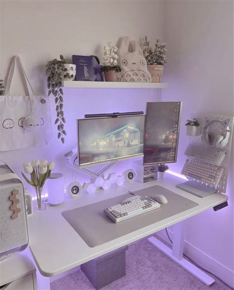 Gaming Setup Pc Computer Aesthetic Minimalistic White Bedroom Setup Room Makeover Bedroom Room