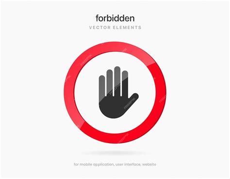 3d 표시 없음 금지를 입력하지 마십시오 금지 된 위험 정지 기호 상징 Ui 웹 사이트의 빨간색 원 프리미엄 벡터