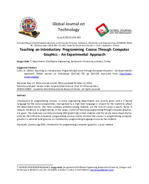 Pdf Teaching An Introductory Programming Course Through Computer Graphics An Experimental