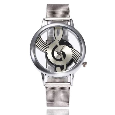 Casual Women Watches Musical Note Pattern Stainless Steel Band Quartz