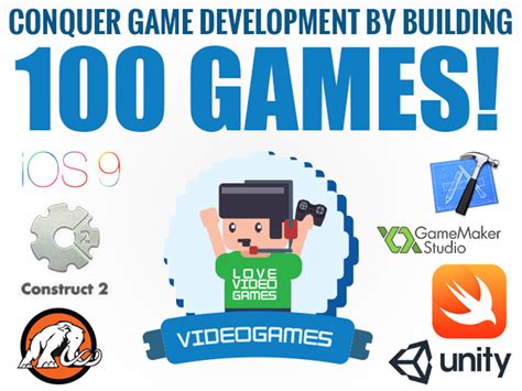 An Advertisement For The Video Game Development By Building 100 Games