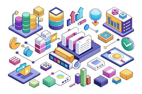 Isometric Illustration Of Data Analysis And Digital Transformation Premium Ai Generated Vector