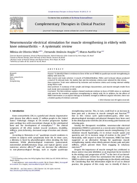 Pdf Neuromuscular Electrical Stimulation For Muscle Strengthening In Elderly With Knee