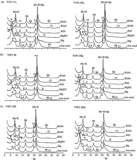 X Ray Diffractograms Of The Clay Fraction Of The Horizons Of The T1 Download Scientific Diagram