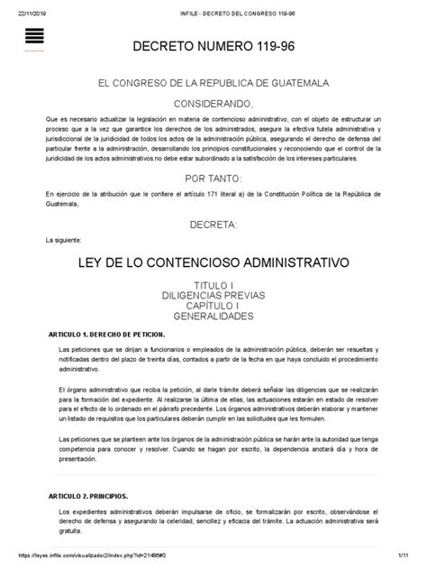 Dcrg 119 96 Ley De Lo Contencioso Administrativo Pdf Demanda