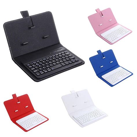 Portable Wireless Bluetooth Keyboard With Faux Leather Case White