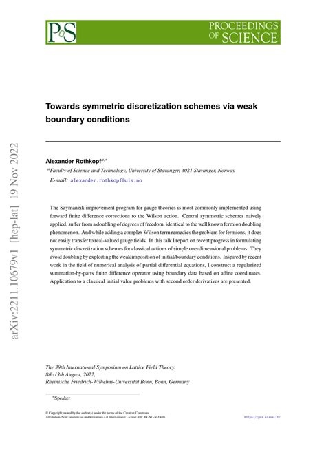 Pdf Towards Symmetric Discretization Schemes Via Weak Boundary Conditions