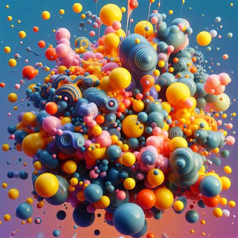 premium photo abstract 3d art background colorful floating liquid blobs soap bubbles metaballs