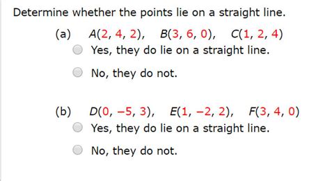 Solved Determine Whether The Points Lie On A Straight Line