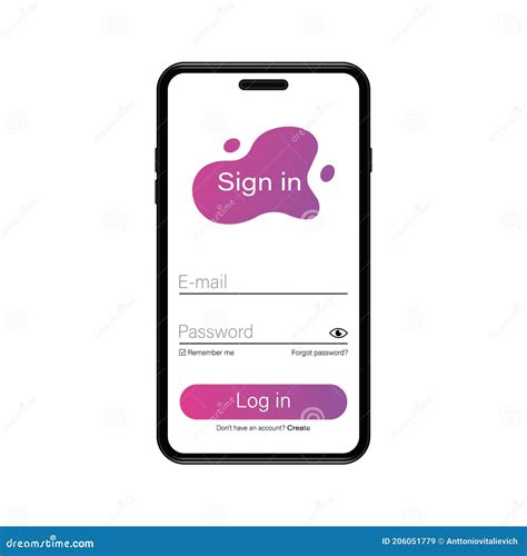 Web Template And Elements For Registration And Authorization On Realistic Smartphone Login Form