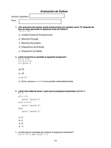 Pyhton Evaluacion 2 De Python Programacion Pdf Python Lenguaje De