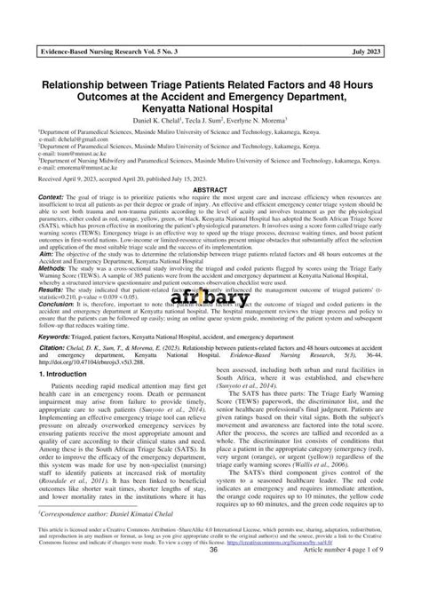 Relationship Between Triage Patients Related Factors And 48 Hours