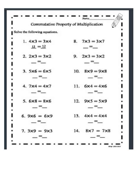 Commutative Property Of Multiplication Worksheets Multiplication