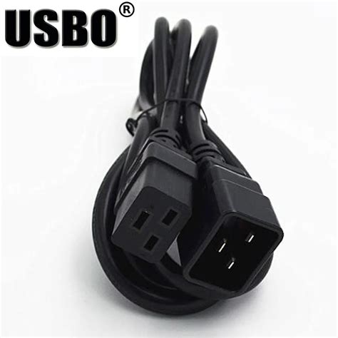 Universal Black 1 8M C19 To C20 Extension Power Cable 16A Interface Male To Female PDU UPS Plug