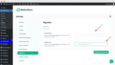 how to configure the help scout migration feature with betterdocs