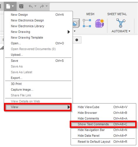 How To Show Or Hide The Text Command Window In Fusion