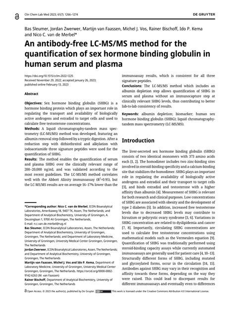 Pdf An Antibody Free Lc Msms Method For The Quantification Of Sex