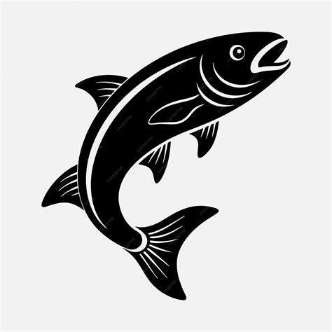 Black Silhouette Vector Illustration Of A Moving Fish On White