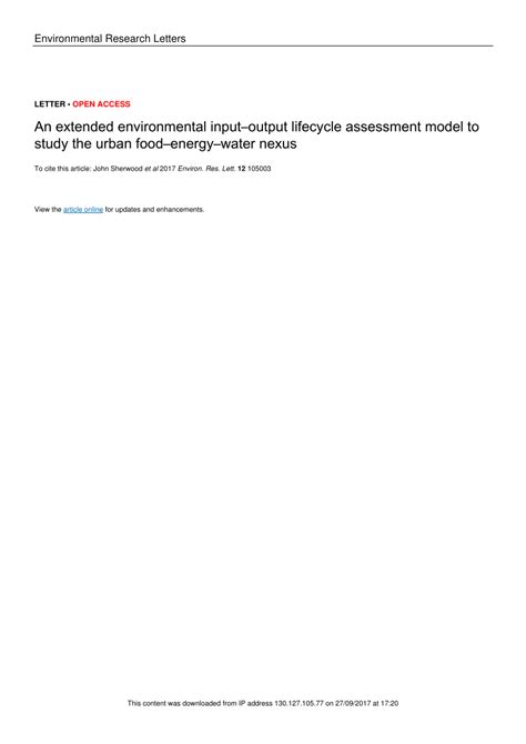 Pdf An Extended Environmental Inputoutput Lifecycle Assessment Model