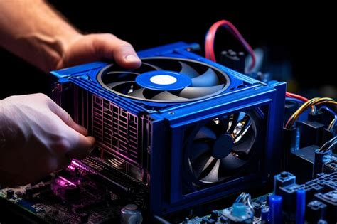 Close Up Of Hands Replacing A Servers CPU Heatsink Premium AI Generated Image