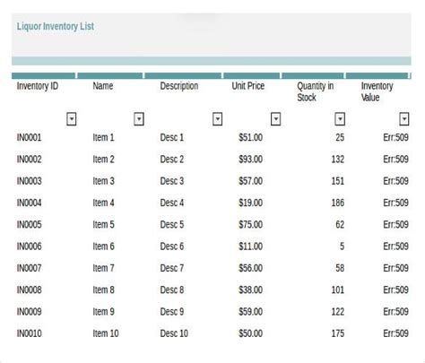 Bar Liquor Inventory Spreadsheet Excel Templates