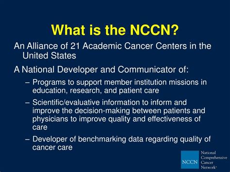 PPT NCCN And NCCN Clinical Practice Guidelines In Oncology PowerPoint Presentation ID