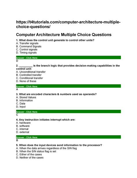 Computer Architecture Multiple Choice Questions T4tutorialscomputer