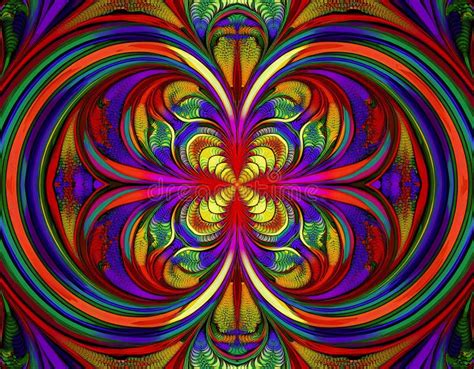 Intricate Geometric Fractals Abstract Digital Symmetry In Complex Mathematical Patterns Stock