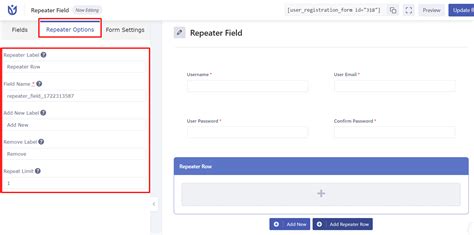 User Registration Repeater Fields User Registration