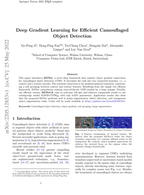 Pdf Deep Gradient Learning For Efficient Camouflaged Object Detection