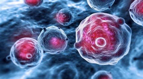 A Closeup View Of Human Cells With Prominent Red Nuclei Showcasing The Intricate Structure Of