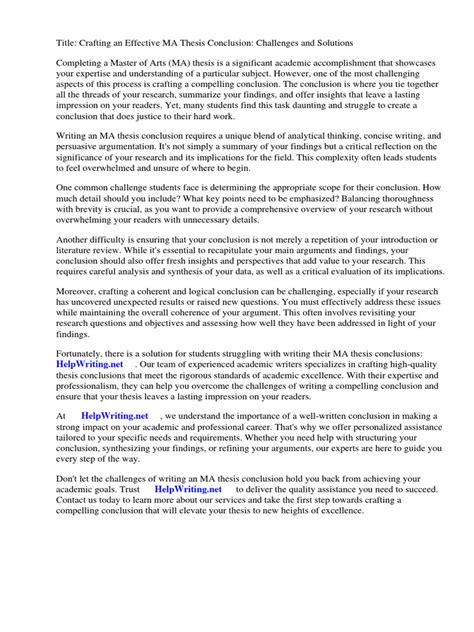 Writing An Ma Thesis Conclusion Pdf