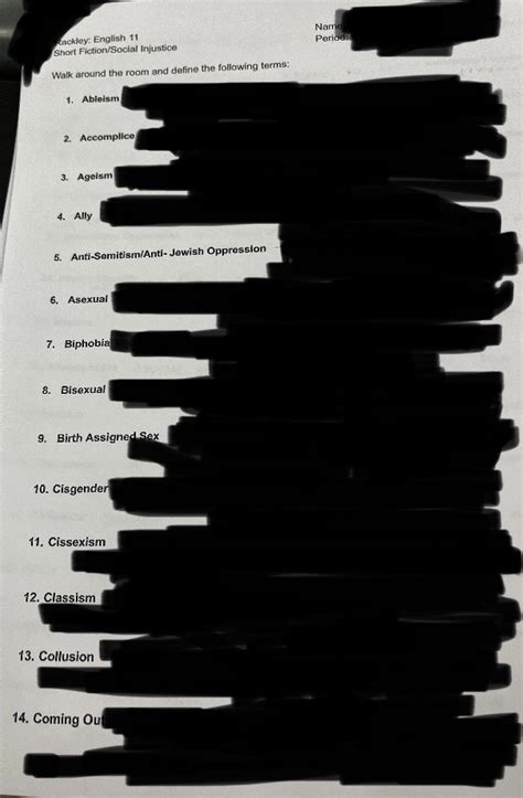 Goshen Hs English Assignment Has Students Define Bisexual Asexual