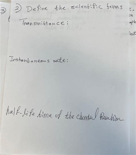 Solved 2 Define The Scientific Ferms Transmittance Instant