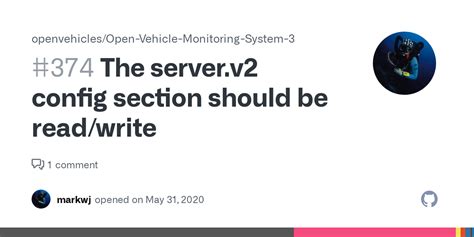 The Server V Config Section Should Be Read Write Issue Openvehicles Open Vehicle